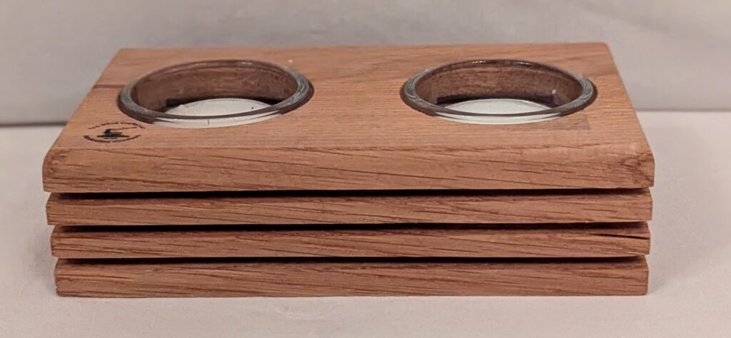 Oak Slatted 2 Candle Holder (glass Inserts And Tealights Included ...